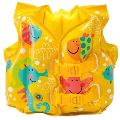 Kids Inflatable Life Jacket Adjustable Double Buckle Float Swim Vest ...