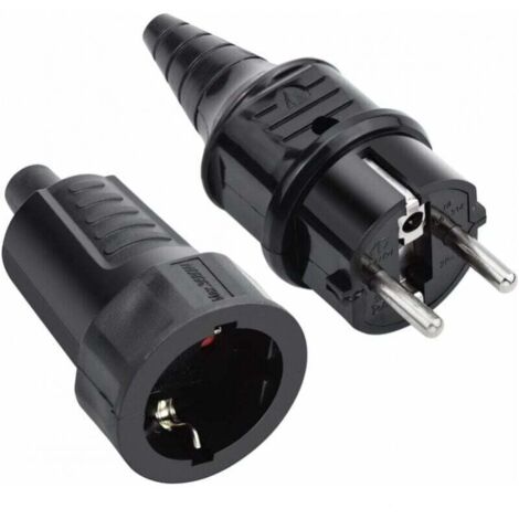 Rubber Male and Female Plug Set, 250V 16A, European IP44 Waterproof ...