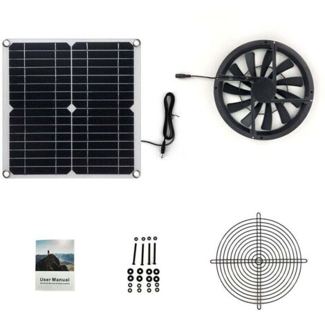 Solar Powered Fan Kit, 12W 12V Solar Panel Waterproof Round Exhaust Fan ...
