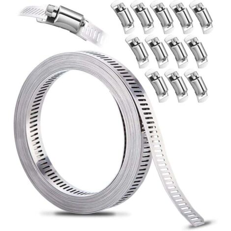 DIY Hose Clamp Kit 304 Stainless Steel, 3.5m Perforated Metal Strip ...