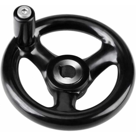 Milling handwheel, black lathe, bore 12 mm, diameter 100 mm, 3-spoke ...
