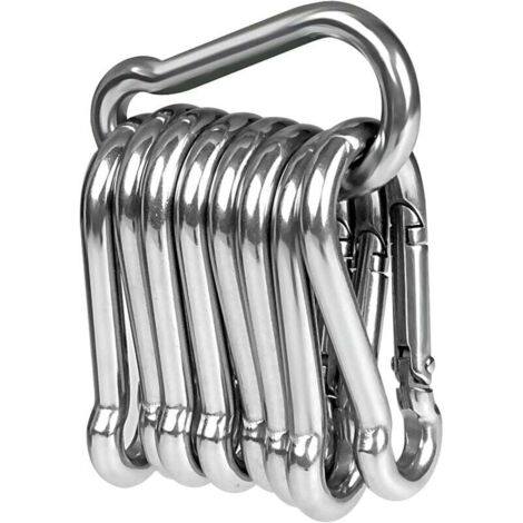 Pack of 10 heavy-duty 304 stainless steel carabiners, premium quality ...