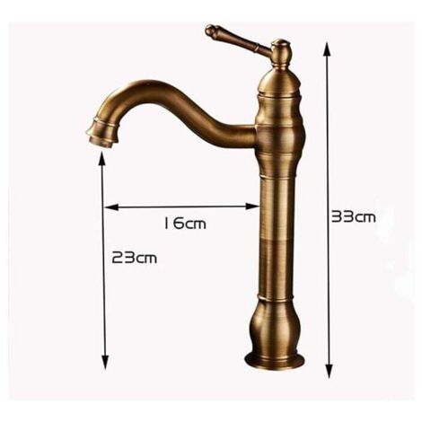 Retro Brass Bathroom Faucet High, Antique Basin Mixer Tap with Spout ...