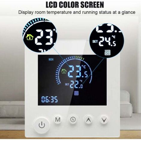 16A Programmable Thermostat Digital Temperature Controller with LCD Display Electric Heating ...