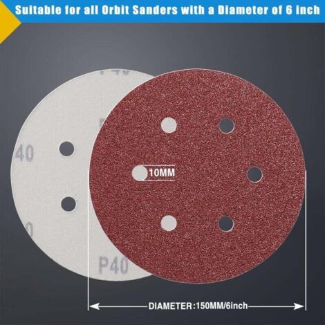100pcs 150mm Sanding Discs Grit 40/60/80/120/180/240/320/400/600/1000 ...