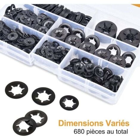 FLITI Starlock Washer Set, 680 Pieces, M3, M4, M5, M6, M8, M10, M12