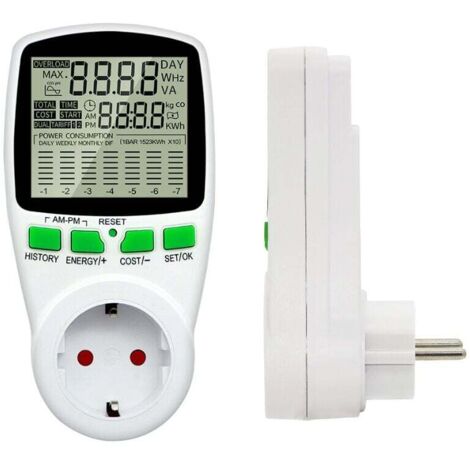 FLITI Wattmeter 230 V/16 A – Electricity consumption meter – Electricity consumption cost ...