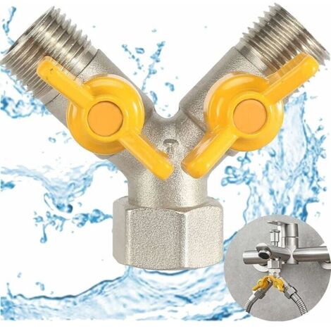 Messing 1/2" Y-Umschaltventil, 2-Wege-Wasserhahn-Verteiler Y-Verteiler ...