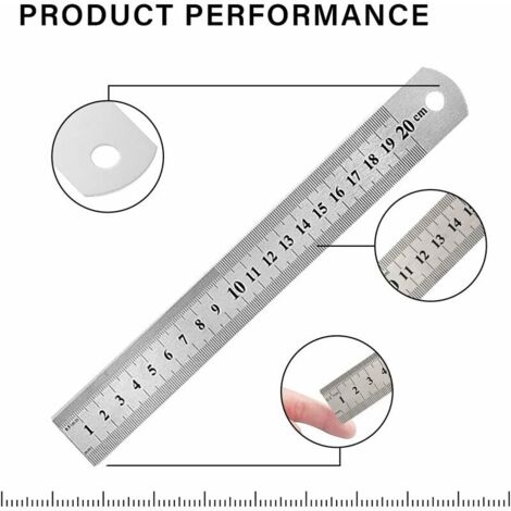 3 Pcs Réglet en Inox Double Face Reglet Metallique Precision 15cm 20cm ...