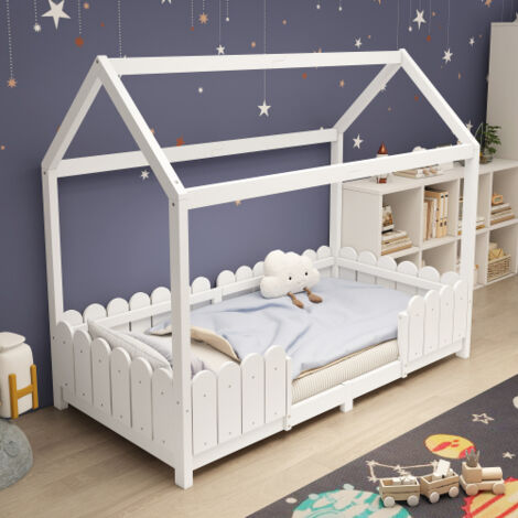 Lit de maison 90x200 cm - lit d'enfant en bois polyvalent pour garçons ...