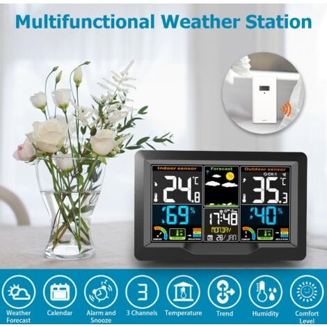 Station Meteo Interieur Exterieur sans Fil avec Capteur Extérieur, Station Météo Écran LCD ...