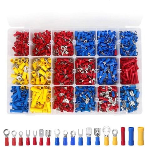 Cosses Electriques pour Voiture, 1200 Cosse a Sertir Incluent Bague Bullet Spade Butt Splice et ...