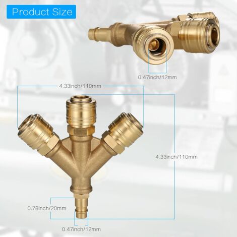 Compresseur de Tuyau d’Air, Raccord Air Comprimé à 3 Voies avec 3 Raccords, Raccord Air Comprimé ...