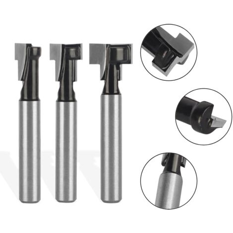 6mm Fraise en Rainure en T, Routeur à Rainure en T Forme Routeur Bits, 3Pcs (7.93/9.52/12.7mm ...