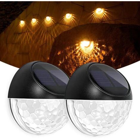 Lot de 2 lampes solaires pour clôture, jardin, extérieur, lumières murales LED étanches à ...