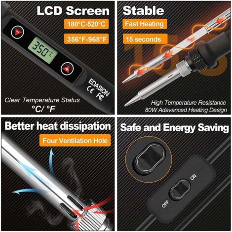 Fer à Souder 80W Kit de Soudure Electronique de Precision Numérique Fer a Souder Température ...