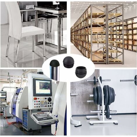 25 mm Black round chair plug plug Stack Furniture foot ribbed round ...