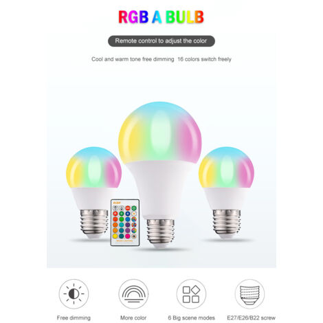 Ampoule LED E14 LED Ampoules de couleur, équivalente 70W, Edison Changement de Couleur Ampoule ...