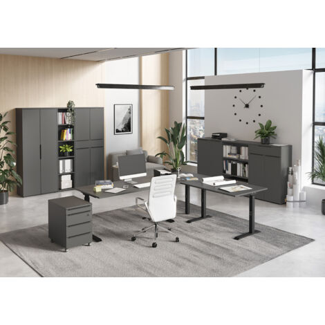 Meuble de rangement 3 cases gris graphite Maily étagère de bureau ...