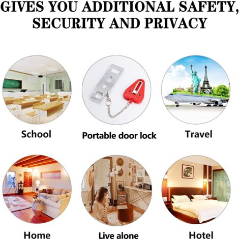 Portable door lock security for home security, travel door lock, dorm basic lock