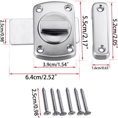Rotary Door Latch Lock with Six Bolts, Door/Window Latch (Silver White)