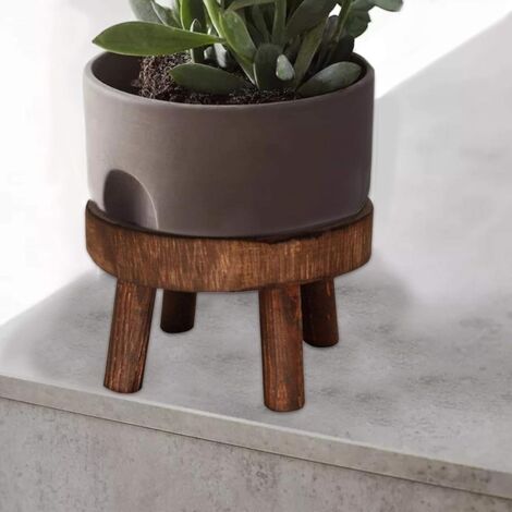 Wooden flower pot and plant stand footrest stool, Wooden plant stand ...