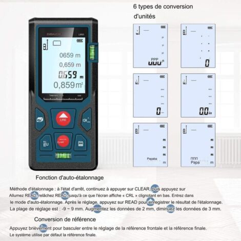 Digitaler Laser-Entfernungsmesser, LM50 50 m digitaler Laser-Entfernungsmesser, Längen-/Flächen ...