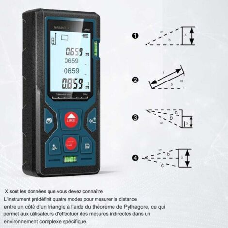 Digitaler Laser-Entfernungsmesser, LM50 50 m digitaler Laser-Entfernungsmesser, Längen-/Flächen ...