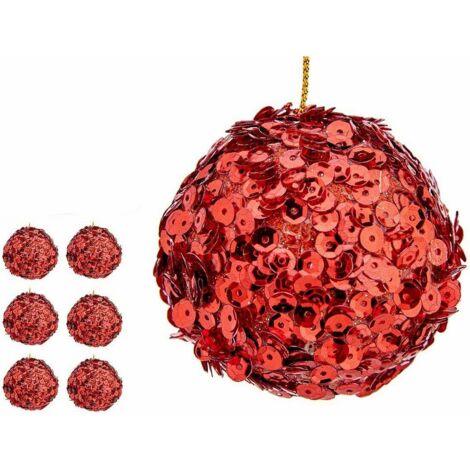 Krist Set de Boules de Noël Paillettes Rouge Plastique