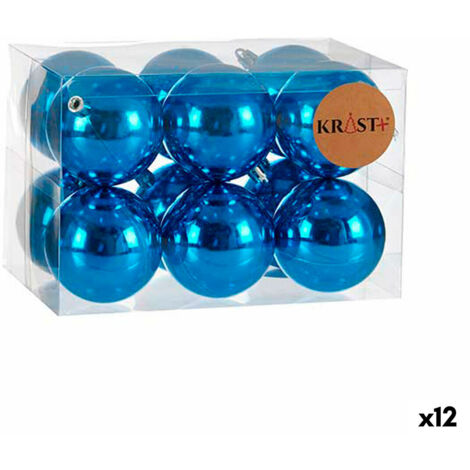 Krist Set de Boules de Noël Plastique Bleu Ø 7 cm 12 pièces