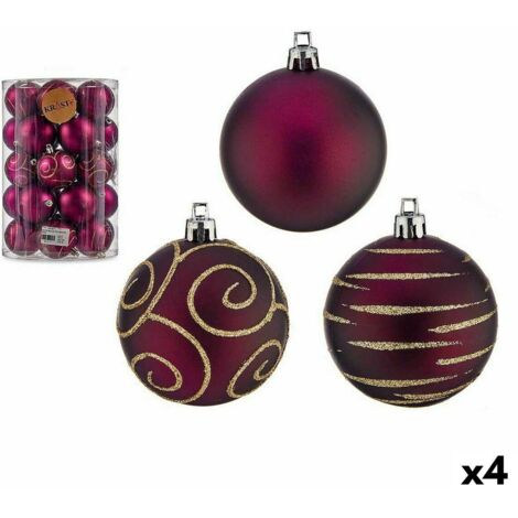 Krist Set de Boules de Noël Violet PVC Ø 6 cm 4 unités