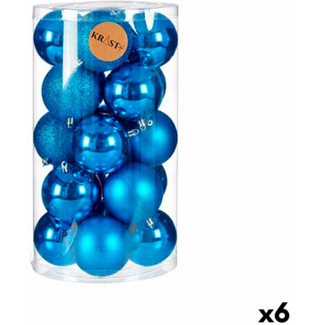 Krist Set de Boules de Noël Bleu Plastique 6 unités