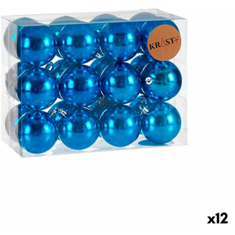 Krist Set de Boules de Noël Bleu Plastique 12 Unités