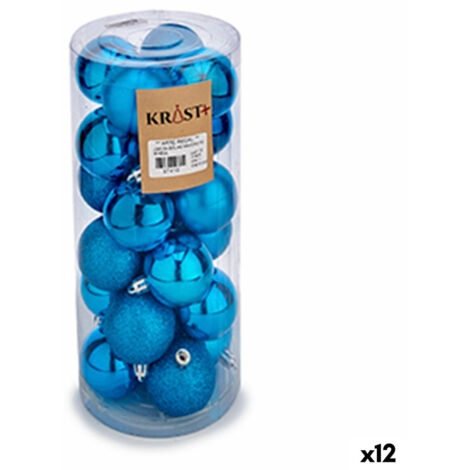 Krist Set de Boules de Noël Bleu Plastique 12 Unités
