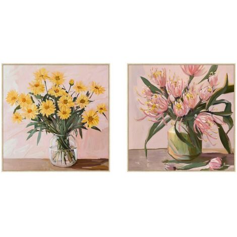 Esprit Cuadro Home Tableau Shabby Chic Jaune Vert Rose