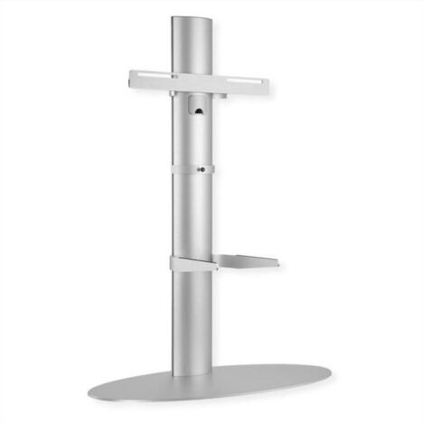 Roline Support TV Moderne Argenté Hauteur Ajustable