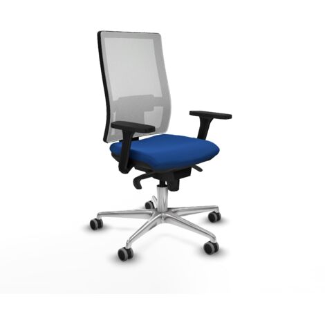 Fauteuil de bureau confortable Horna bleu avec base en aluminium ...