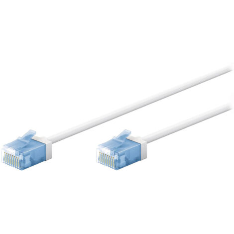 74302 Goobay Câble RJ45 Slim Cat 6a U/UTP 15 m (Blanc) - Câble Ethernet ...
