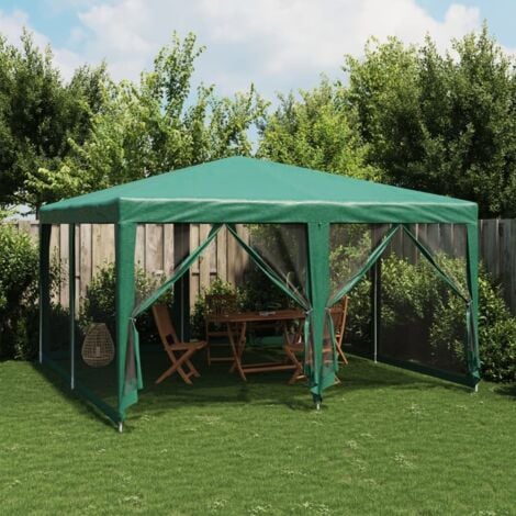 Carpa para fiestas con 8 paredes de malla HDPE verde 4x4 m vidaXL