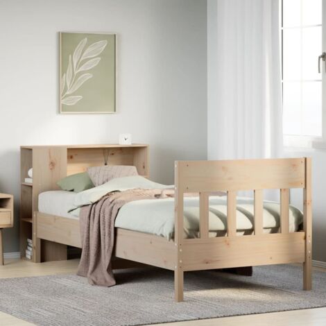 Cama con estantería sin colchón madera maciza de pino 75x190 cm vidaXL