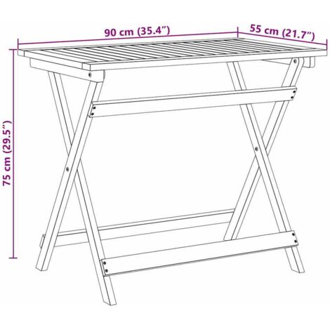 Mesa de Jardín Marrón 90 x 55 x 75 cm Madera de Acacia Sólida vidaXL