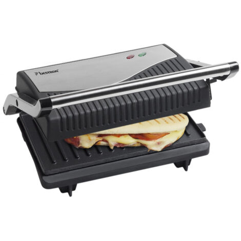 Plancha grill 750 W plateado y negro acero inoxidable APG150 Bestron