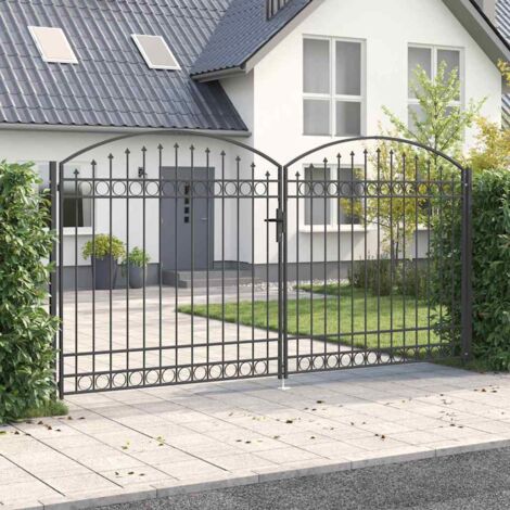 vidaXL Cancello del Recinto con blocco Grigio 400 x 200 cm Acciaio