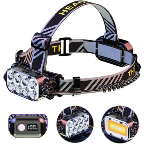 Lampe frontale rechargeable alimentée par batterie avec LED + COD ...