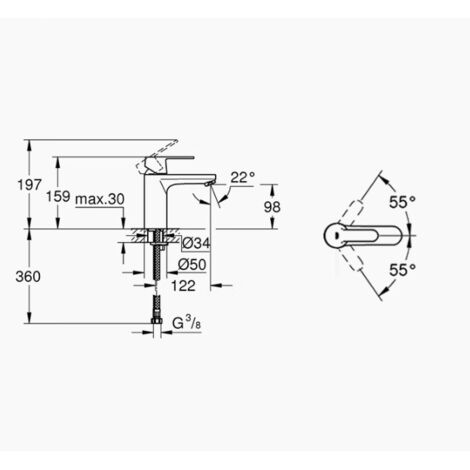 GROHE Quickfix Get mitigeur de lavabo,2345400C- bec droit - chrome