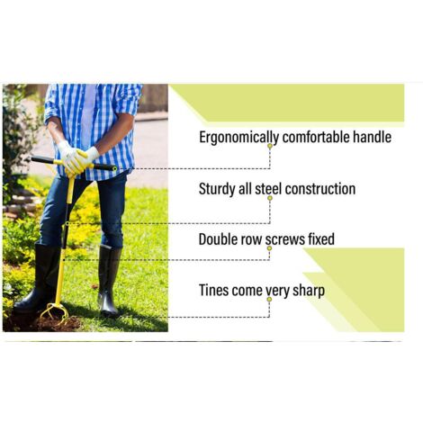 Cultivateur de griffe de jardin et poignée avec manche - Griffe de sol ...