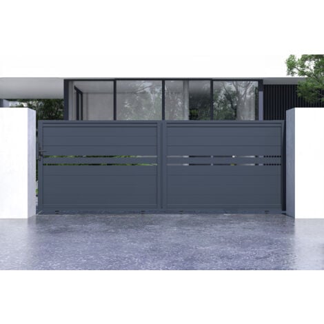 Portail coulissant 4m CIMONE H.140 aluminium gris
