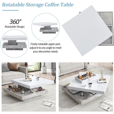 Table basse double couche, table de salon,table basse carrée haute ...