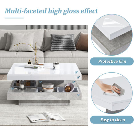 Table basse double couche, table de salon,table basse carrée haute ...