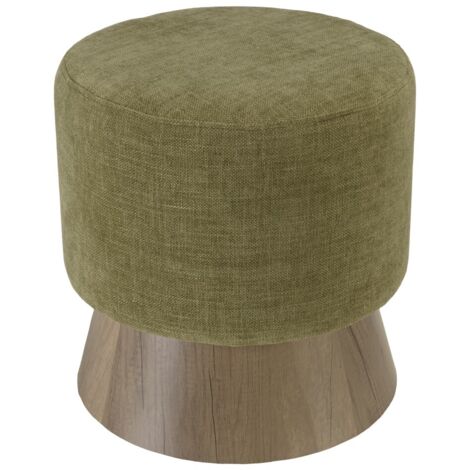 Pouf en tissu vert avec pieds en bois AGATHE design scandinave D41 ...